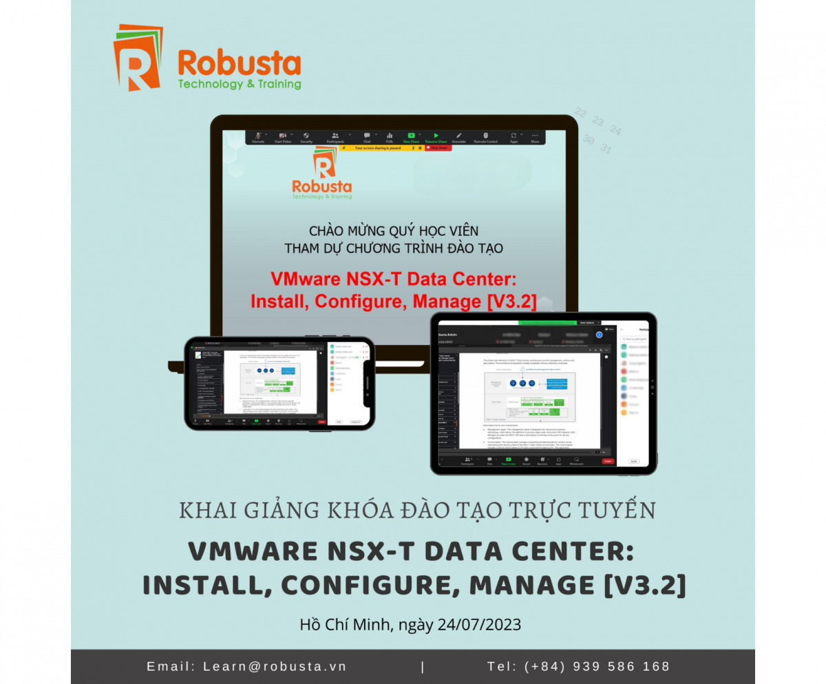 Robusta đã khai giảng khóa đào tạo trực tuyến "VMware NSX-T Data Center: Install, Configure ...